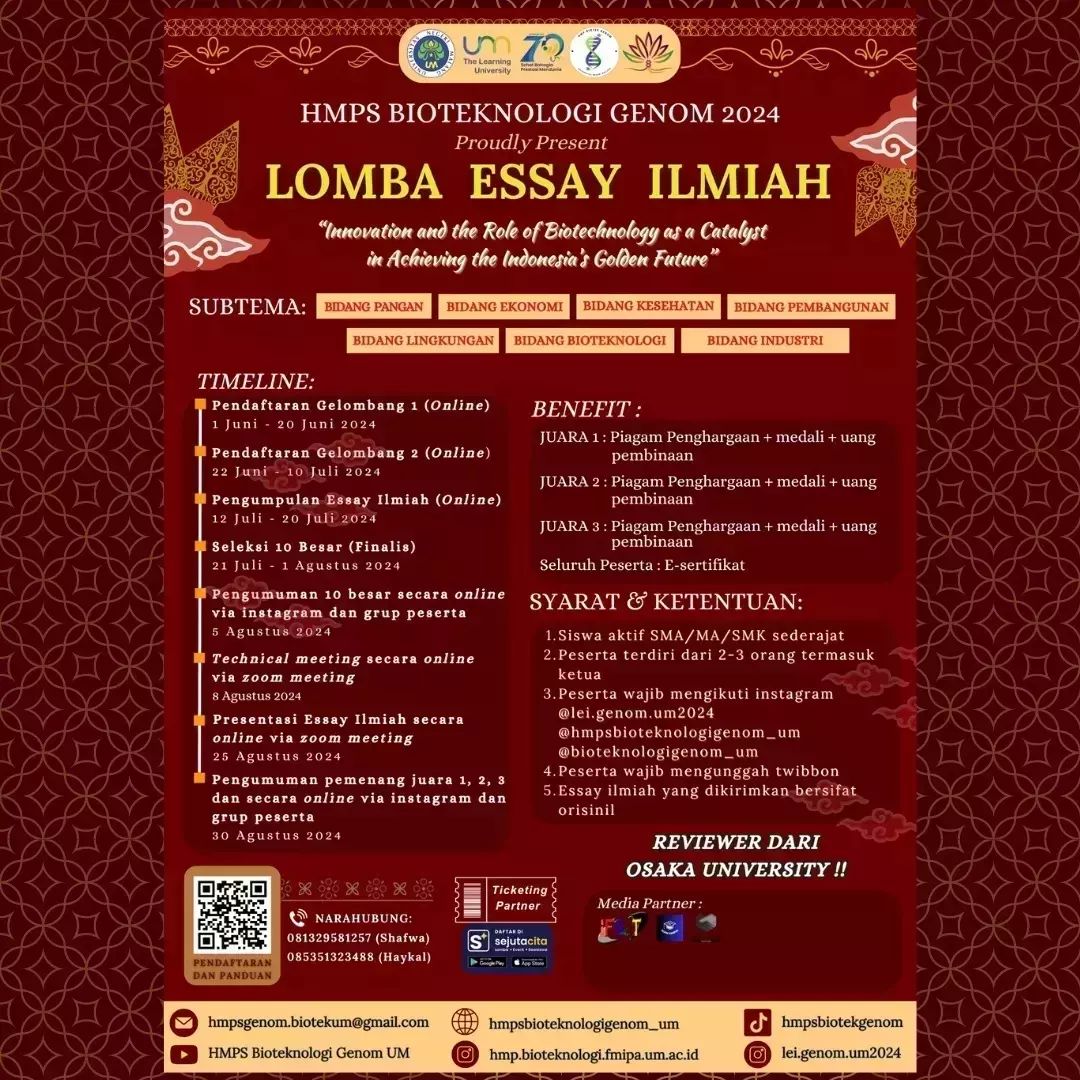 Lomba Essay Ilmiah Siswa SMA Sederajat - Genom 2024 - LombaHub.com